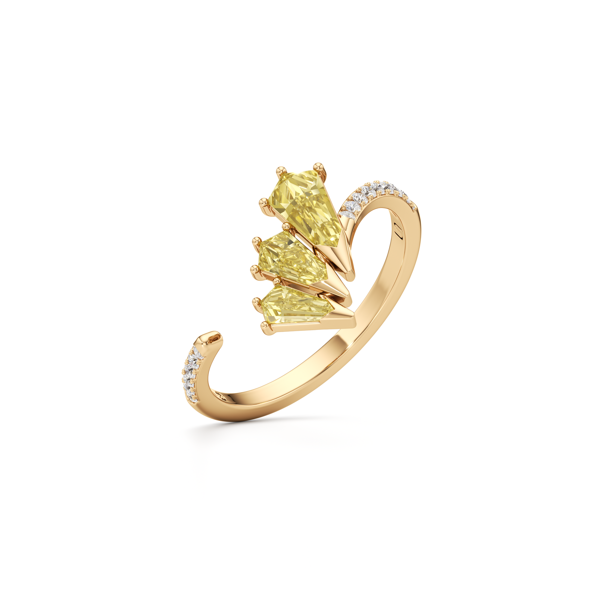 Phoenix Yellow Feather Pavé Ring | Unsaid